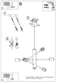 Lustr Duomo 6, černé tělo svítidla