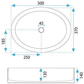 Rea Fonda, umyvadlo na desku 500x370x140mm, bílá lesklá, REA-U0604