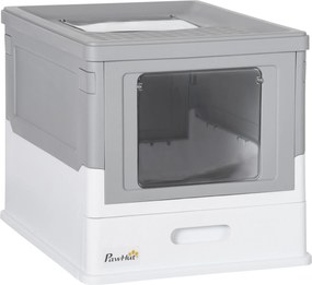 Podestýlka PawHut, kočičí box s víkem, kočičí domeček s podstavcem, lopatka, deodorační box, plast, 47,5 x 35,5 x 36,7 cm | Aosom
