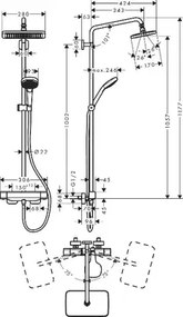 Hansgrohe Croma - Sprchový set Showerpipe s termostatem | 1jet | EcoSm