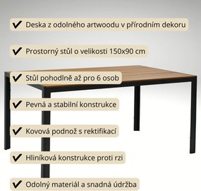 Vikio Zahradní set 150x90 pro 4 osoby skládací židle V134-P přírodní