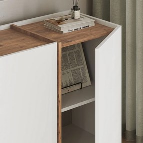 Bílá komoda v dekoru borovice s dírou na kabely 180x80x45 cm Dorma – Kalune Design