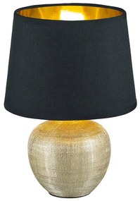 Černá stolní lampa z keramiky a tkaniny Reality Luxor, výška 26 cm
