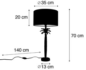 Stolní lampa Art Deco bronzová s červeným sametovým stínítkem 35 cm - Areka