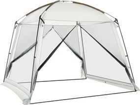 Zahradní stan Outsunny 3x3 m pro 6-8 osob, 4 komáří sítě, 2 dveře, UV50+ ochrana a přepravní taška, kempingový stan pro venkovní použití, bílý | Aosom
