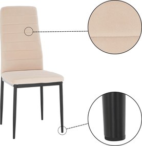 Jídelní židle SWISS - velvet látka, Dulux béžová / černá