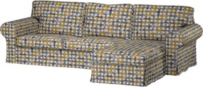 Potah na pohovku IKEA Ektorp 2-místná s lenoškou barva modrá látka pletený vzor, vzorované