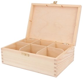 Dřevěná krabička na čaj 6 přihrádek H6Z uzamykatelná galanteriadrew