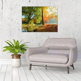 Skleněný obraz - Klidná podzimní krajina (70x50 cm)