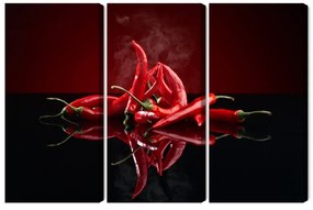 Vícedílný obraz Červené Chilli Papričky Nedostatek Nedostatek Přírodní plátno 180x120