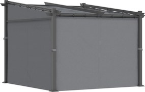 Pergola s terasovou střechou Outsunny, přibližně 3x3m, kryt terasy, zahradní pavilon, hliníková konstrukce, montáž na stěnu, pergola se skládací střec