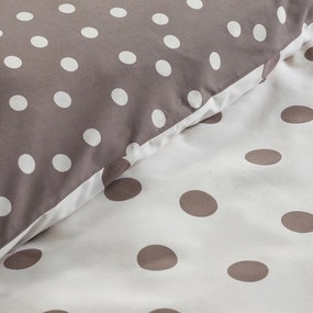 Bílé/tmavě hnědé povlečení na dvoulůžko 200x200 cm Polka Dot – Catherine Lansfield