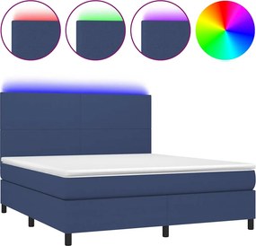 Box spring postel s matrací a LED modrá 180x200 cm textil 3134739