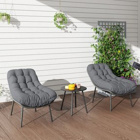 Outsunny Zahradní nábytek z ratanové pryskyřice pro 2 osoby s polštáři o tloušťce 15 cm a ocelovými rámy pro balkón, terasu, patio, šedý