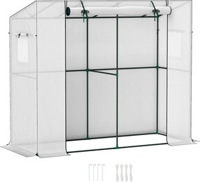 Skleník Outsunny s rolovacími dveřmi a 2 okny, zimní ocelový rám, studený rám pro balkon, zahradu, dům pro rajčata s UV ochranou 200x76x170cm pro zele