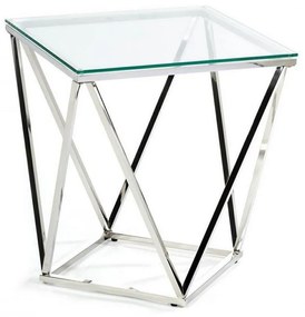 HowHomely Konferenční stolek DIAMANTA 50x50 cm chrom/čirá DD0124
