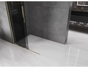 Mexen Velar, sprchová zástěna s posuvnými dveřmi Walk-in 70 x 200 cm, 8mm šedé sklo, zlatá lesklá, 871-070-000-43-50