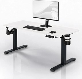 Elektrický stůl s nastavením výšky ergonomický antracitově-bílý, 1600x800 mm: ARIA