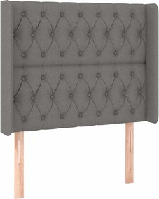 Čelo postele s LED tmavě šedé 93 x 16 x 118/128 cm textil 3124367