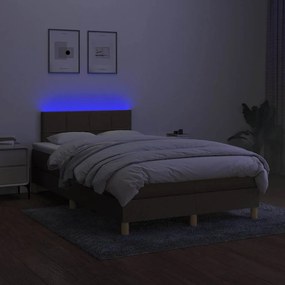 Box spring postel s matrací a LED tmavě hnědá 120x190 cm textil 3270091
