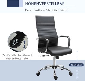 Kancelářská židle Vinsetto ergonomická manažerská židle s houpací funkcí, výškově nastavitelná, čalouněná umělou kůží a pěnou, černá | Aosom.de