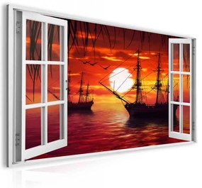 Malvis ® Obraz okno lodě na moři Velikost (šířka x výška): 90x60 cm