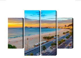 Vícedílný obraz Pohled Na Východ Slunce Na Pláž Copacabana A Avenida Nedostatek Nedostatek Plátno Canvas 200x150