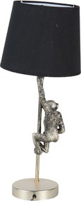 Stříbrno černá stolní lampa s opicí - Ø 20*49 cm E27