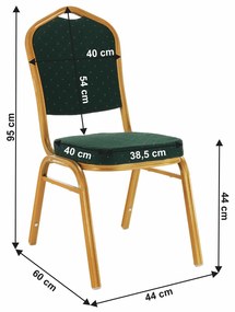 Kondela Stohovatelná židle, zelená/zlatý nátěr, ZINA 3 NEW