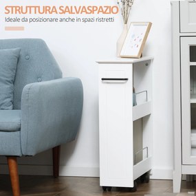 kleankin Úsporný Kuchyňský Vozík, Designový Koupelnový Vozík, Víceúčelový, Úsporný, MDF Dřevěné Police, Otáčecí Kolieska a Rukojeť, 42,5x20,3x66,7cm,…