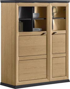 XXXLutz VYSOKÁ KOMODA, tmavě šedá, dub artisan, 110/134/43 cm Hom`in - Vysoké komody - 000003002946