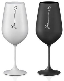 Crystalex Sklenice Love Black and White 550 ml, 2 ks