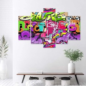 Obraz na plátně pětidílný Graffiti - 100x70 cm
