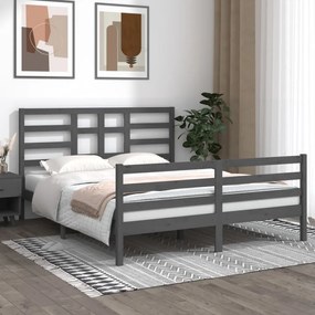 Rám postele šedý masivní dřevo 160 x 200 cm,  3105872