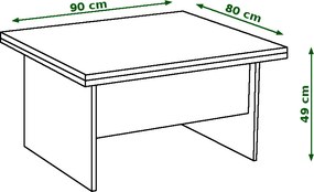 SOLO bílý lesk, černý lesk, rozkládací, zvedací konferenční stůl, stolek, černobíla