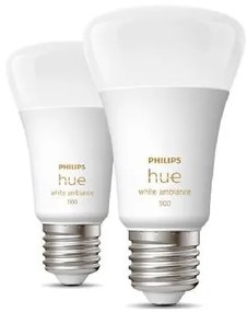 Philips Hue Smart žárovky - Chytrá LED žárovka E27, 8 W, stmívatelná, bílé světlo, 2 ks 929002468404