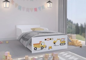 Dětská postel FILIP - STAVEBNÍ STROJE 180x90 cm