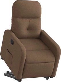 Zvedací polohovací křeslo hnědé textil 3206799