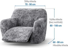Bielastické potahy MARMO šedé relaxační křeslo (š. 70 - 90 cm)