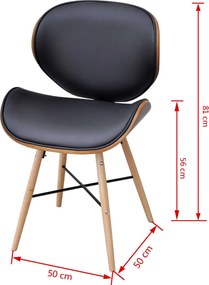 vidaXL Jídelní židle 4 ks černé umělá kůže a ohýbané dřevo [279499] Barva: černá a tmavě hnědá