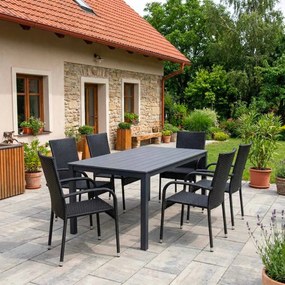 Vikio Zahradní ratanový set 150x90 pro 6 osob DT276-S šedý