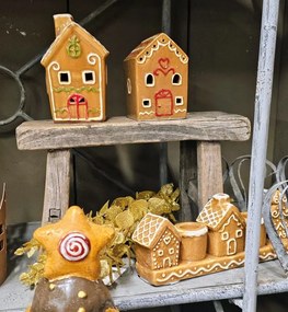 Keramický svícen perníkové chaloupky Gingerbread Cott - 21*4*8 cm