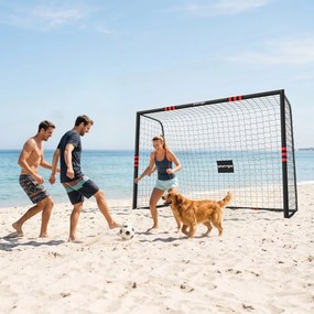 SPORTNOW Fotbalová branka pro zahradu 300 x 200 cm, robustní venkovní branka s polstrováním sítě, zemní kotvy, antikorozní povrch