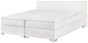 Bílá kožená kontinentální postel 180x200 PRESIDENT Beliani