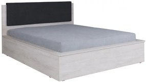 Gibmeble postel DENVER barevné varianty grafitová prošívaná eko-kůže / dub bílý, LED osvětlení ne, Lampičky (2 ks) ano