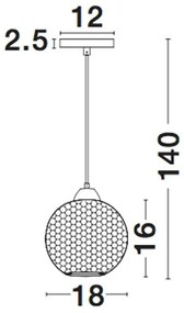 Nova Luce Závěsné svítidlo VIENTI, 18cm, E27 1x12W Barva: Modré sklo
