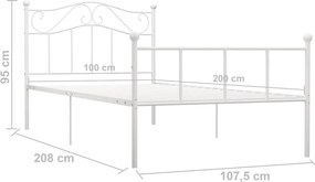 Rám postele bílý kov 100 x 200 cm 284517