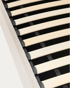 Béžová čalouněná jednolůžková postel s úložným prostorem s roštem 90x200 cm Nahiri – Kave Home
