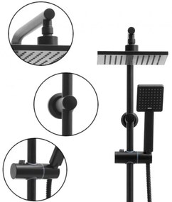 Sprchová souprava KIT - černá - hlavice 20x20 cm