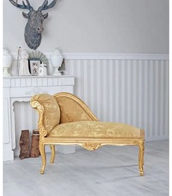 Pohodlná zlacená polstrovaná lenoška v salónním stylu s řezbou 165 cm